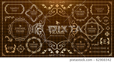 High-class vintage frame design set Ruled line... - Stock Illustration ...