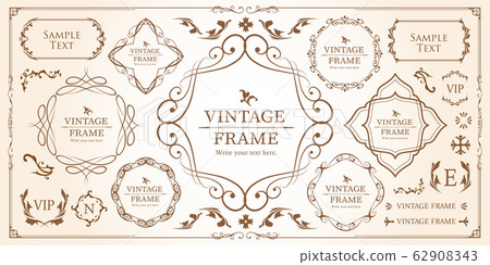 High-class vintage frame design set Ruled line... - Stock Illustration ...