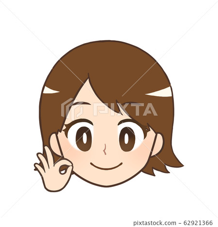 Woman face icon OK sign - Stock Illustration [62921366] - PIXTA