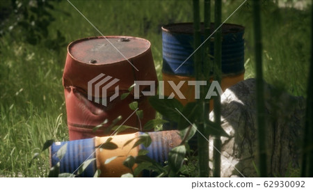 Rusty barrels in green forest - Stock Illustration [62930092] - PIXTA