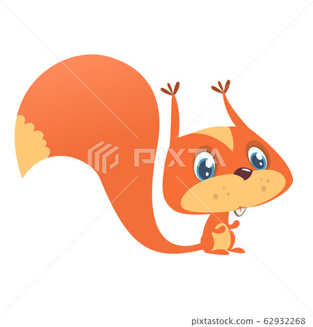 Cute cartoon squirrel presenting and waving hand. - Stock Illustration ...