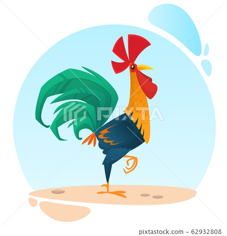 Fat cartoon rooster. Colorful vector illustration - Stock Illustration ...