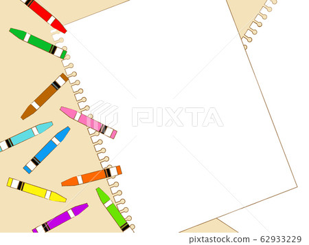 Crayons and drawing paper illustration background - Stock Illustration ...