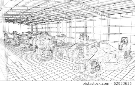 Assembly of motor vehicle. Vector - Stock Illustration [62933635] - PIXTA