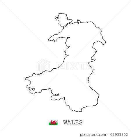 Wales map line, linear thin vector. Wales... - Stock Illustration ...