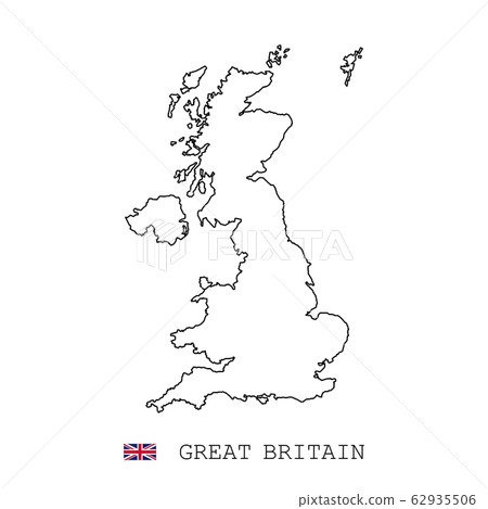 United Kingdom Great Britain map line, linear... - Stock Illustration ...