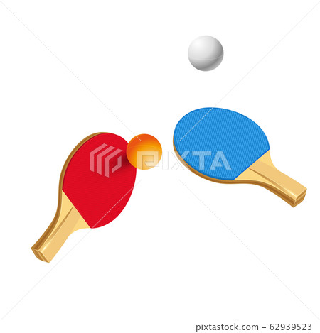 Red and Blue table tennis rackets and ping-pong... - Stock Illustration ...