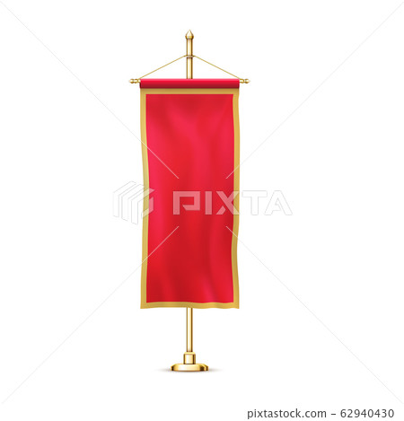 Blank red pennant flag mockup banner hanging... - Stock Illustration ...