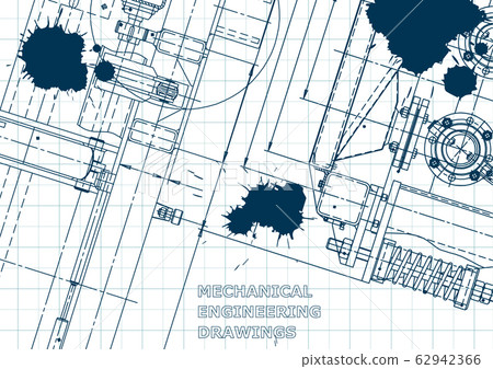 Blue Ink. Blots. Vector engineering... - Stock Illustration [62942366 ...