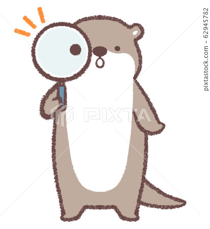 Magnifying glass otter - Stock Illustration [62945782] - PIXTA