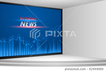 white stand and economic news on lcd screen... - Stock Illustration ...