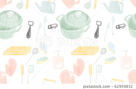 Kitchen item continuous pattern - Stock Illustration [62959832] - PIXTA