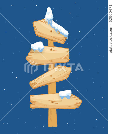 Cartoon wooden winter sign with snow cap vector... - Stock Illustration ...