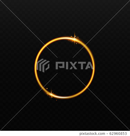Round shiny golden light frame realistic vector... - Stock Illustration ...