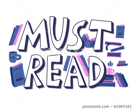 Must read text emblem. Vector hand drawn quote. - Stock Illustration ...