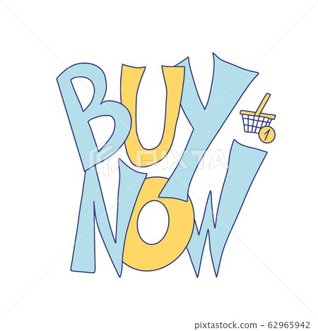 Buy now hand drawn vector quote. Text emblem. - Stock Illustration ...