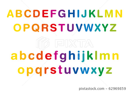 Rainbow colored alphabet, upper and lower case,... - Stock Illustration ...