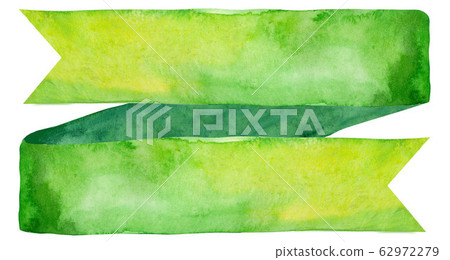 Watercolor vintage green ribbon. Hand painted - Stock Illustration ...