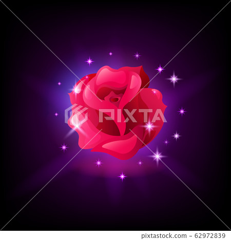 Red rose flower slot machine icon with sparkles...-插圖素材 [62972839 ...