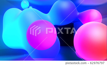 Spheres or balls in room merge like liquid wax... - Stock Illustration [62976797] - PIXTA