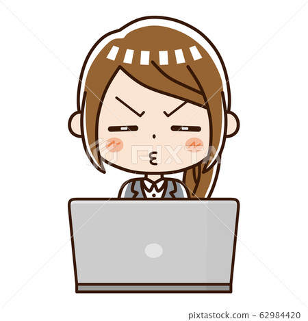 Personal computer, business woman, grumpy - Stock Illustration ...