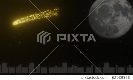 Orange shooting star flowing in night sky - Stock Illustration ...