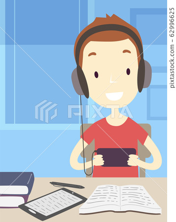 Teen Guy Procrastinating Illustration - Stock Illustration [62996625 ...