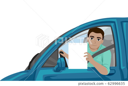 Teen Boy Driving Lesson Illustration - Stock Illustration [62996635 ...