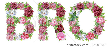 Word BRO of watercolor flowers - Stock Illustration [63001368] - PIXTA