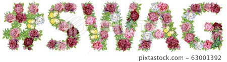 Hashtag sign with word SWAG of watercolor flowers - Stock Illustration ...