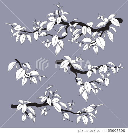 Tree Branches Monochrome Set Vector Flat - Stock Illustration [63007808 ...