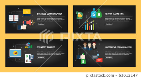 Set of internet banner design with icons set for - Stock Illustration ...