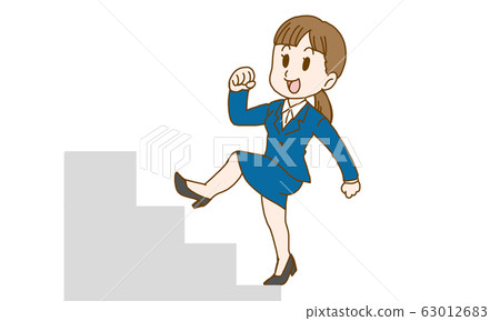 Illustration of a career woman stepping up - Stock Illustration ...