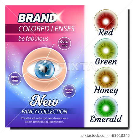 Colored Contact Lenses Advertising Poster Vector - Stock Illustration ...