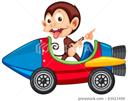 Monkey riding on toy rocket cart - Stock Illustration [63021400] - PIXTA
