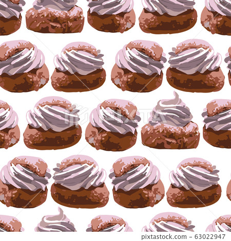 Semla. Traditional swedish dessert with whipped... - Stock Illustration ...