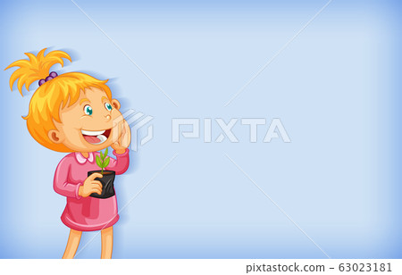 Background template design with happy girl and - Stock Illustration ...