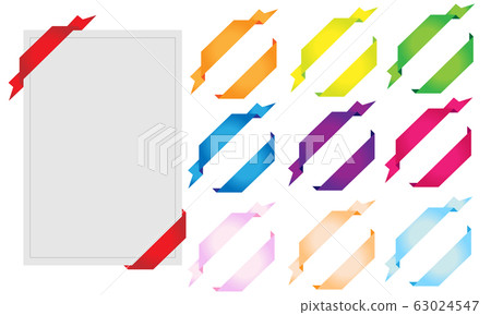 Illustration set of diagonal hanging ribbon - Stock Illustration ...