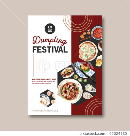 Dim sum poster design with dumpling, steamed bun - Stock Illustration ...
