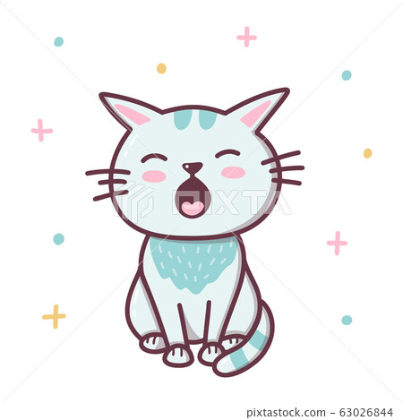 Kawaii screaming cat - Stock Illustration [63026844] - PIXTA