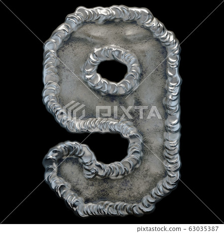Industrial metal number 9 on black background 3d - Stock Illustration ...