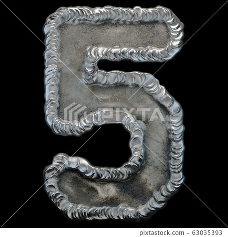 Industrial metal number 5 on black background 3d - Stock Illustration ...