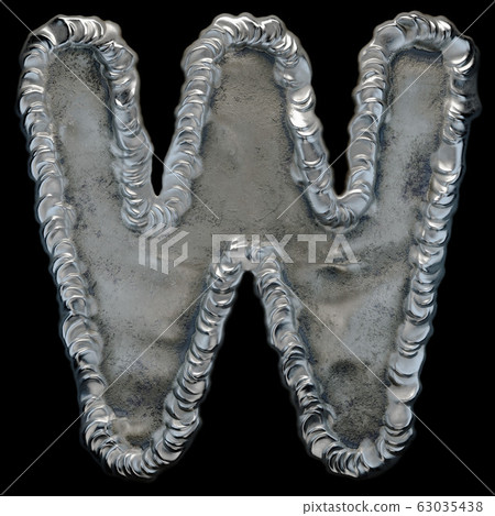 Industrial metal alphabet letter W on black... - Stock Illustration ...