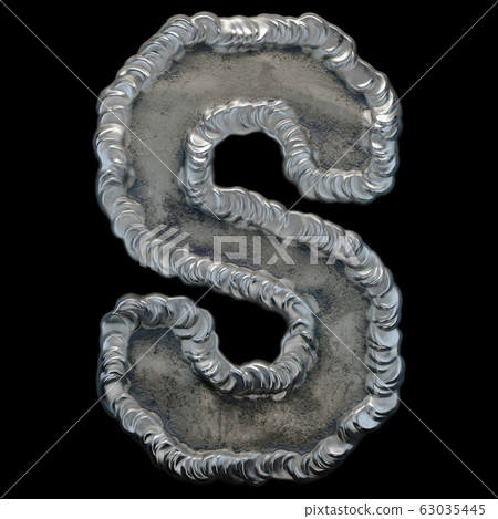 Industrial metal alphabet letter S on black... - Stock Illustration ...