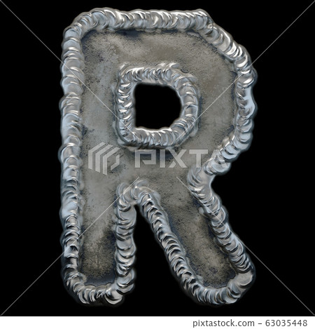 Industrial metal alphabet letter R on black... - Stock Illustration ...