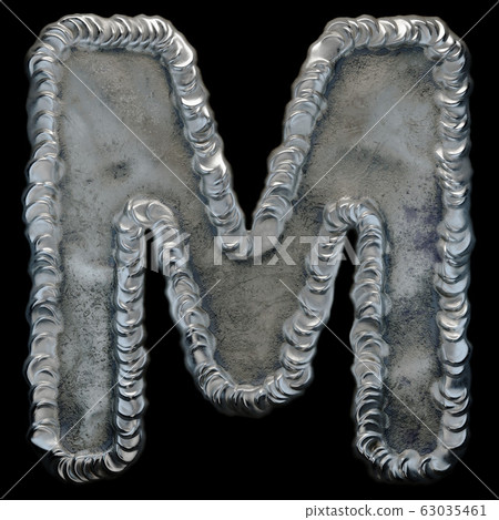 Industrial metal alphabet letter M on black... - Stock Illustration ...