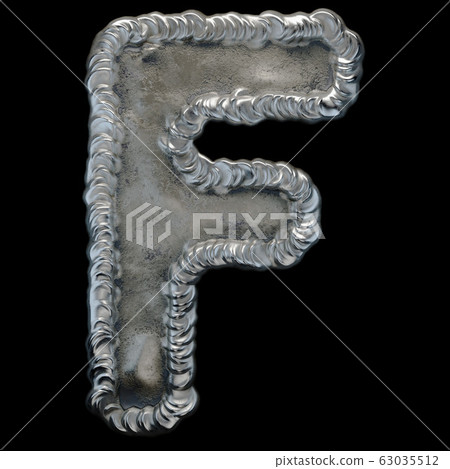 Industrial metal alphabet letter F on black... - Stock Illustration ...
