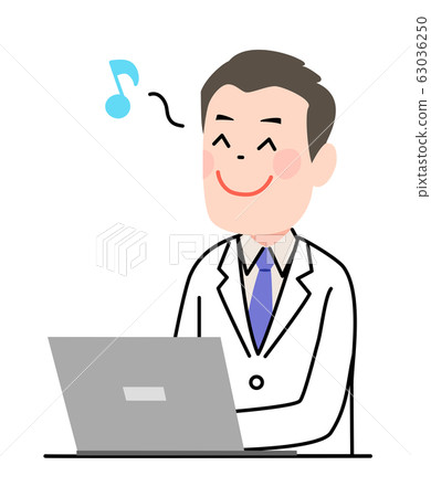 Smiling doctor using a personal computer - Stock Illustration [63036250 ...