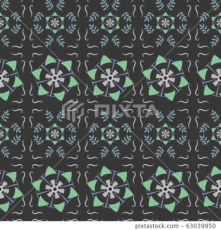Vector seamless pattern of flowers and leaves on a - Stock Illustration ...