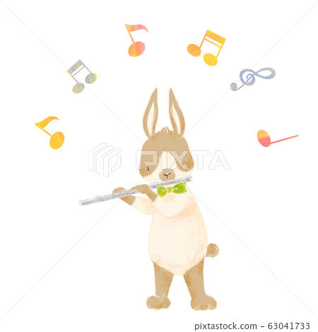 Rabbit flute playing animals - Stock Illustration [63041733] - PIXTA